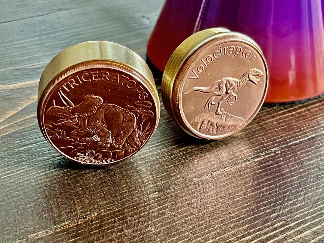Triceratops & Velociraptor Coin Pillbox – Dinosaur Brass Box – Vintage ...