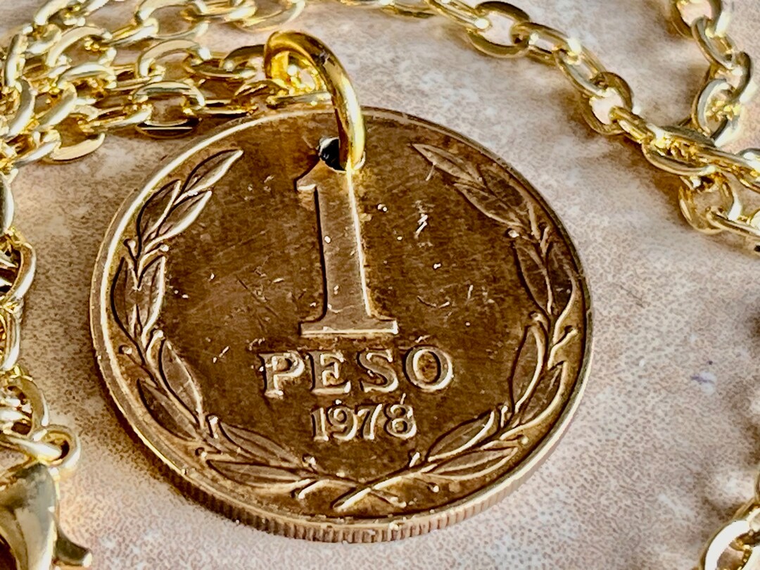 Chile Coin Pendant Necklace, Chillan 1 Un Peso Pendant, Personal ...