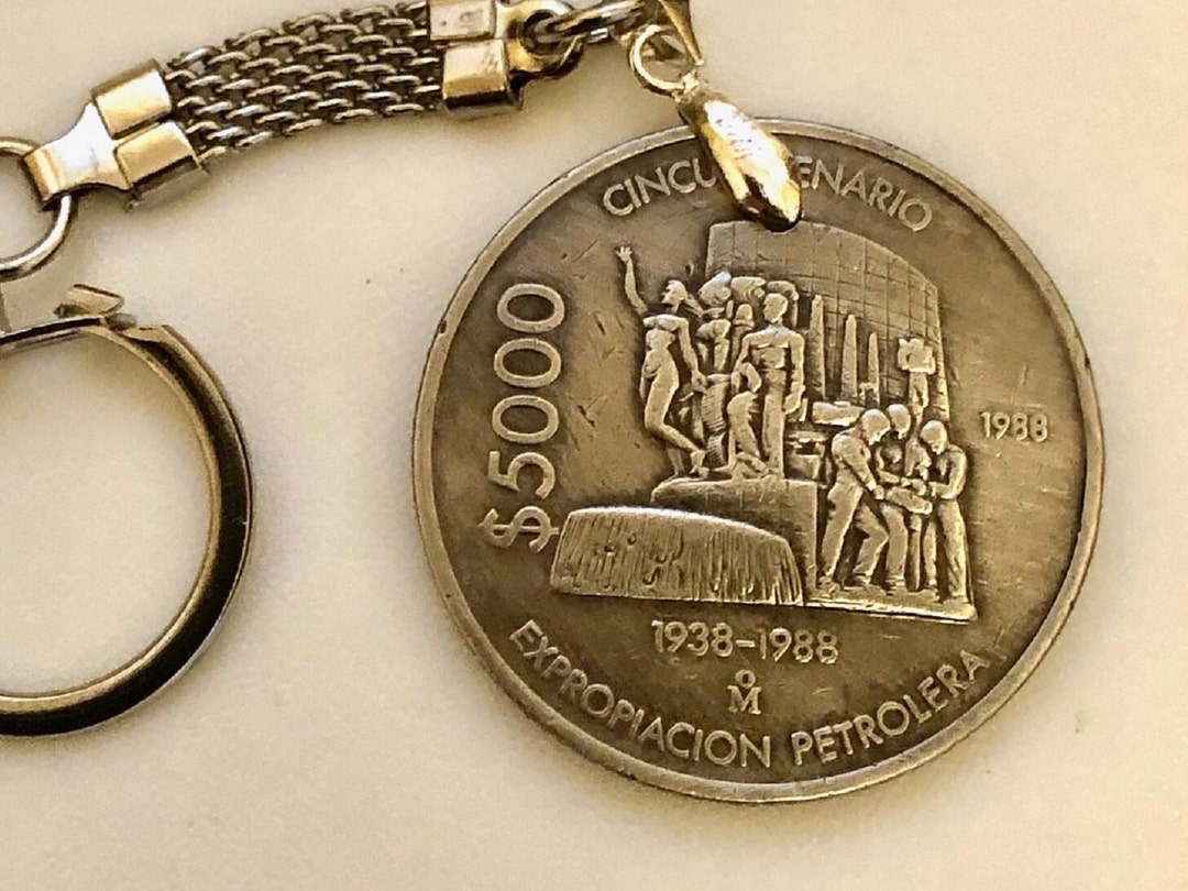 Mexico Coin Keychain Mexican 5000 Pesos Rare Find Personal Necklace Old ...