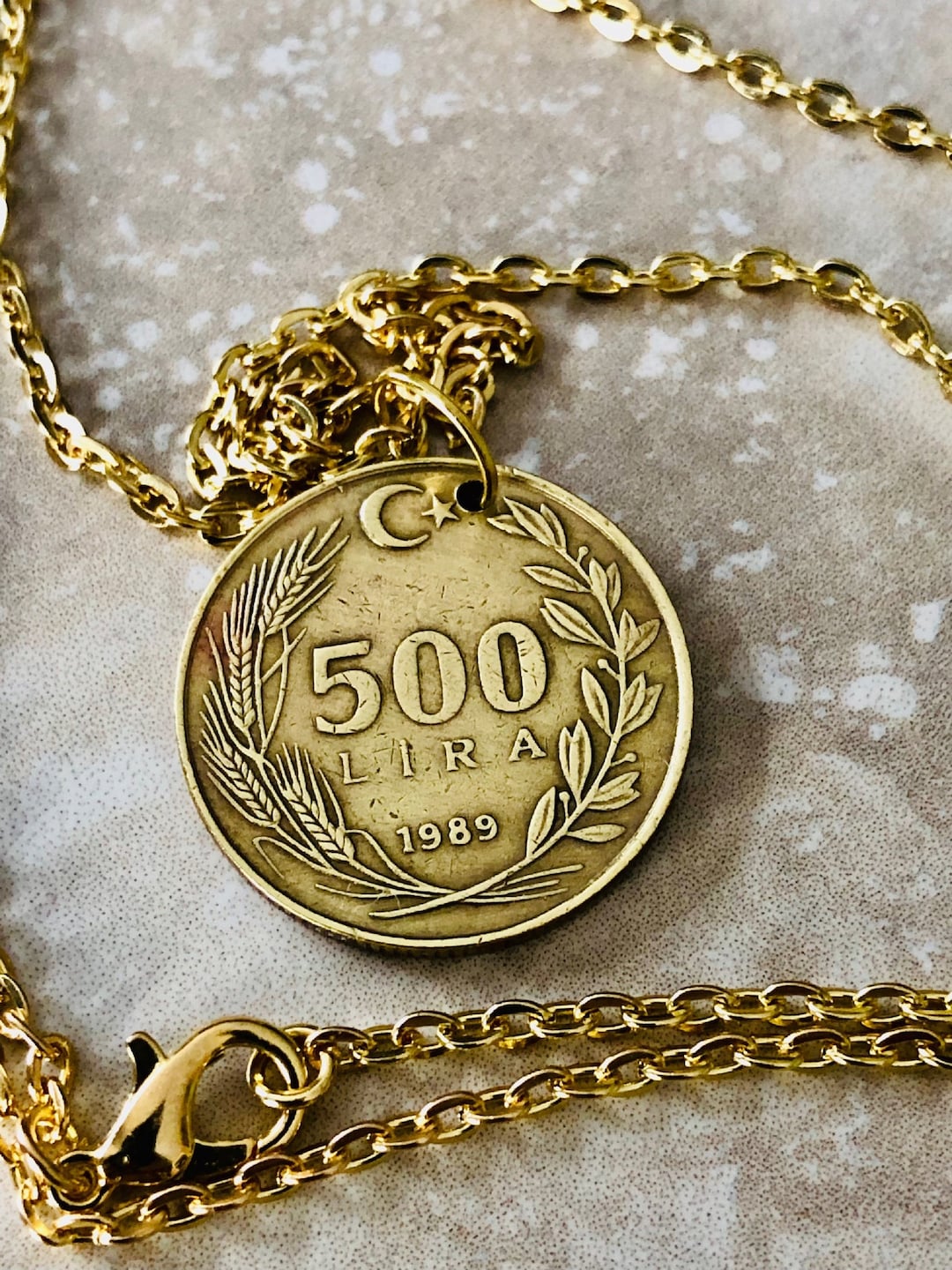 Turkey Coin Necklace Turkish 500 Lira Pendant Personal Old Vintage ...