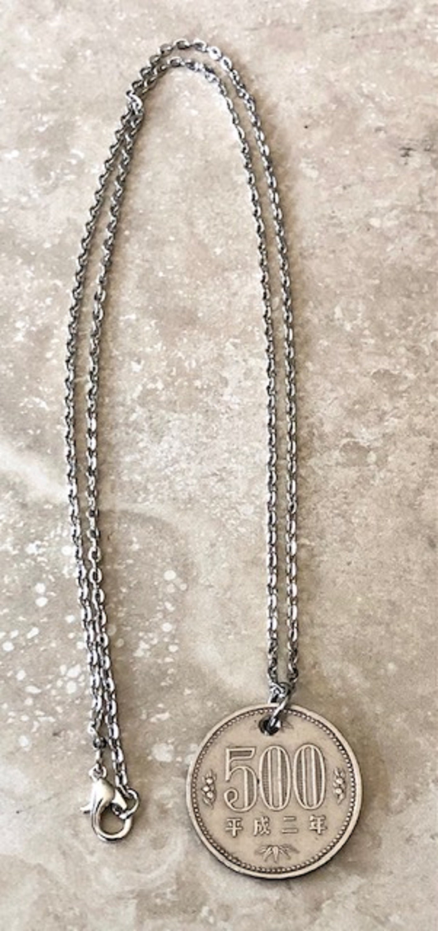 Japan Coin Necklace 500 Yen Pendant Japanese Handmade Personal Jewelry ...