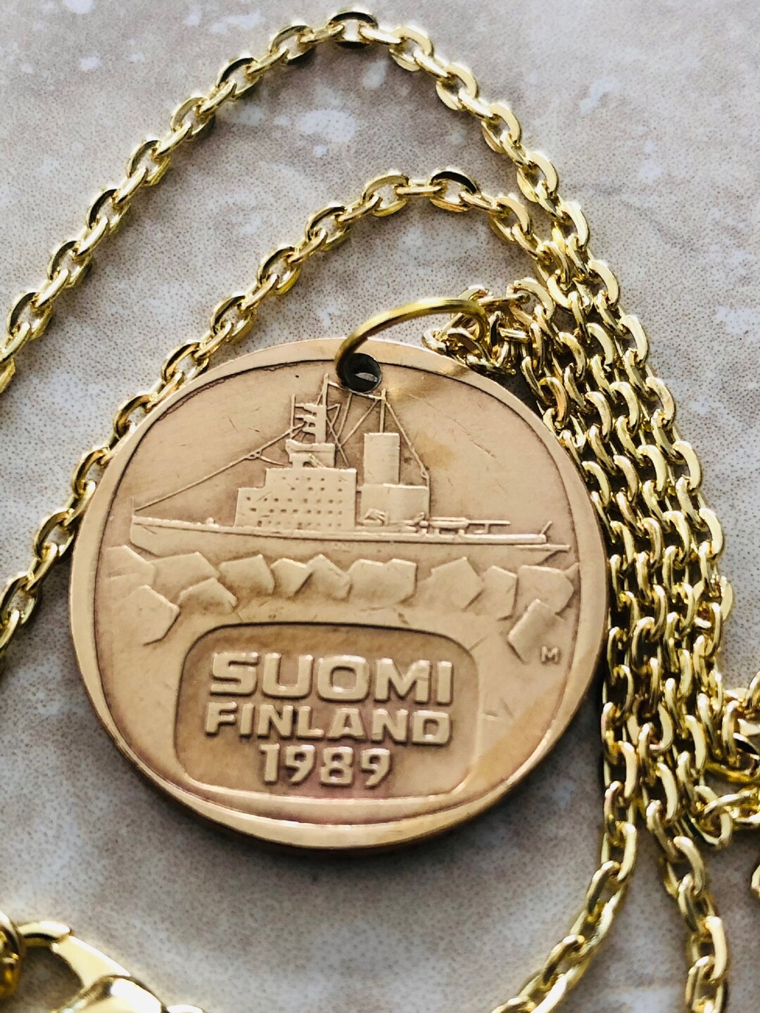 Finland Coin Necklace 5 Finnish Markkaa Suomi Pendant Vintage Rare ...