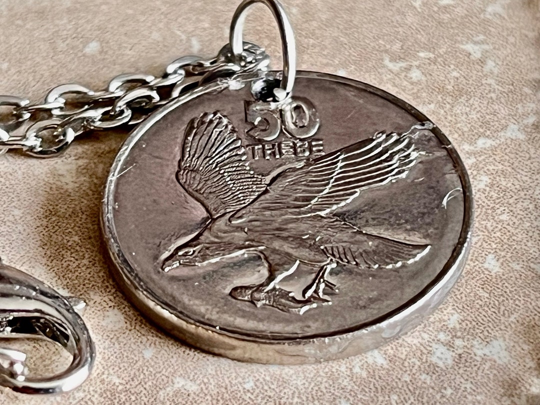 Botswana Coin Necklace 50 Thebe Personal Necklace Old Vintage Handmade ...