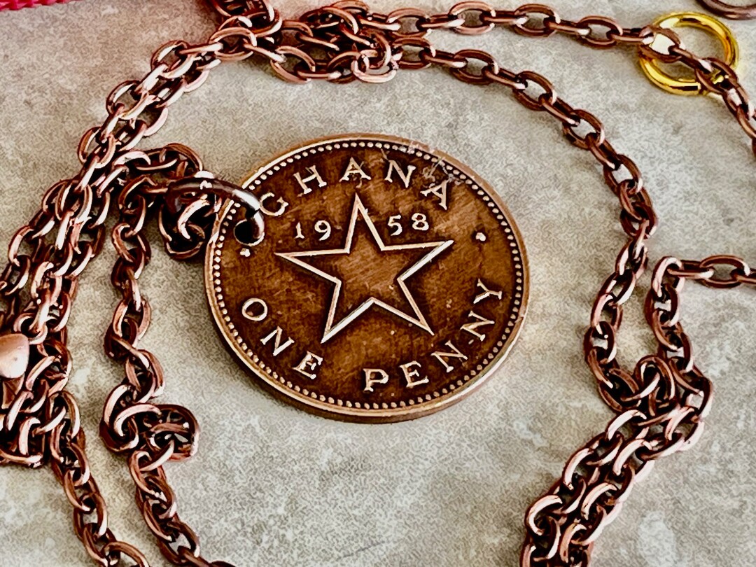 Ghana Coin Pendant Ghanaian One Cent Necklace Handmade Custom Made ...