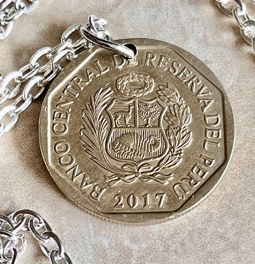 Peru Coin Pendant Peruvian 1 Sol De Oro Personal Necklace Old Vintage ...