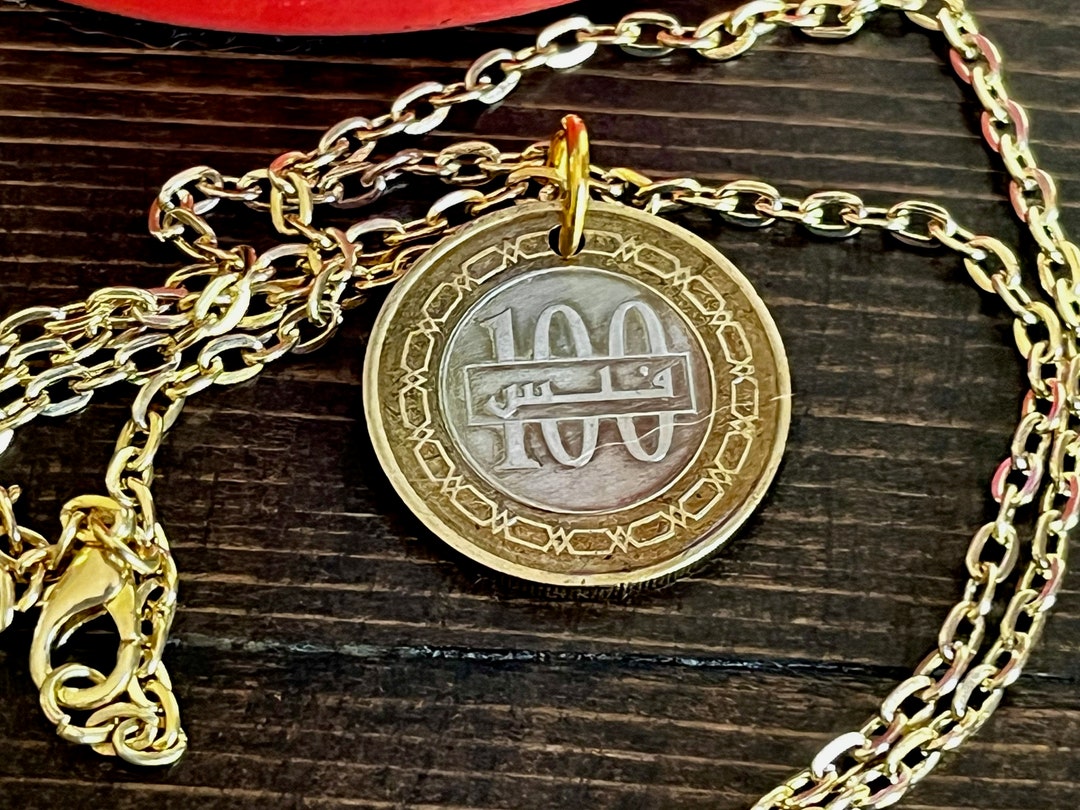 Bahrain Coin Necklace 100 Fils Coin Pendant Necklace Vintage Personal ...