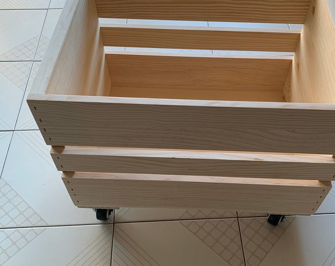 Mini Deluxe Wooden Crate Made of Natural Wood on Wheels With - Etsy