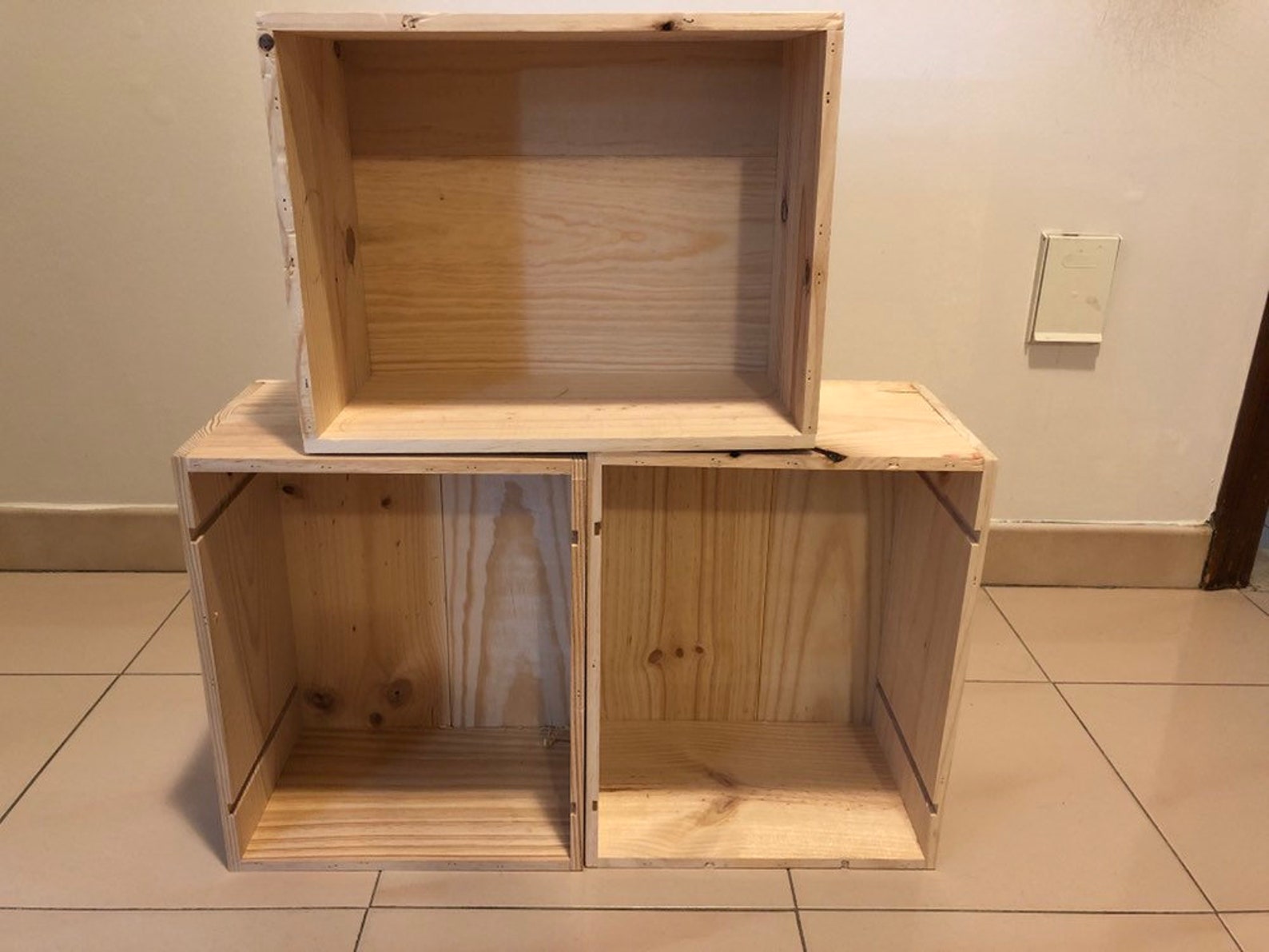 THREE Plain Wooden Boxes no Handles sizes Vary See | Etsy