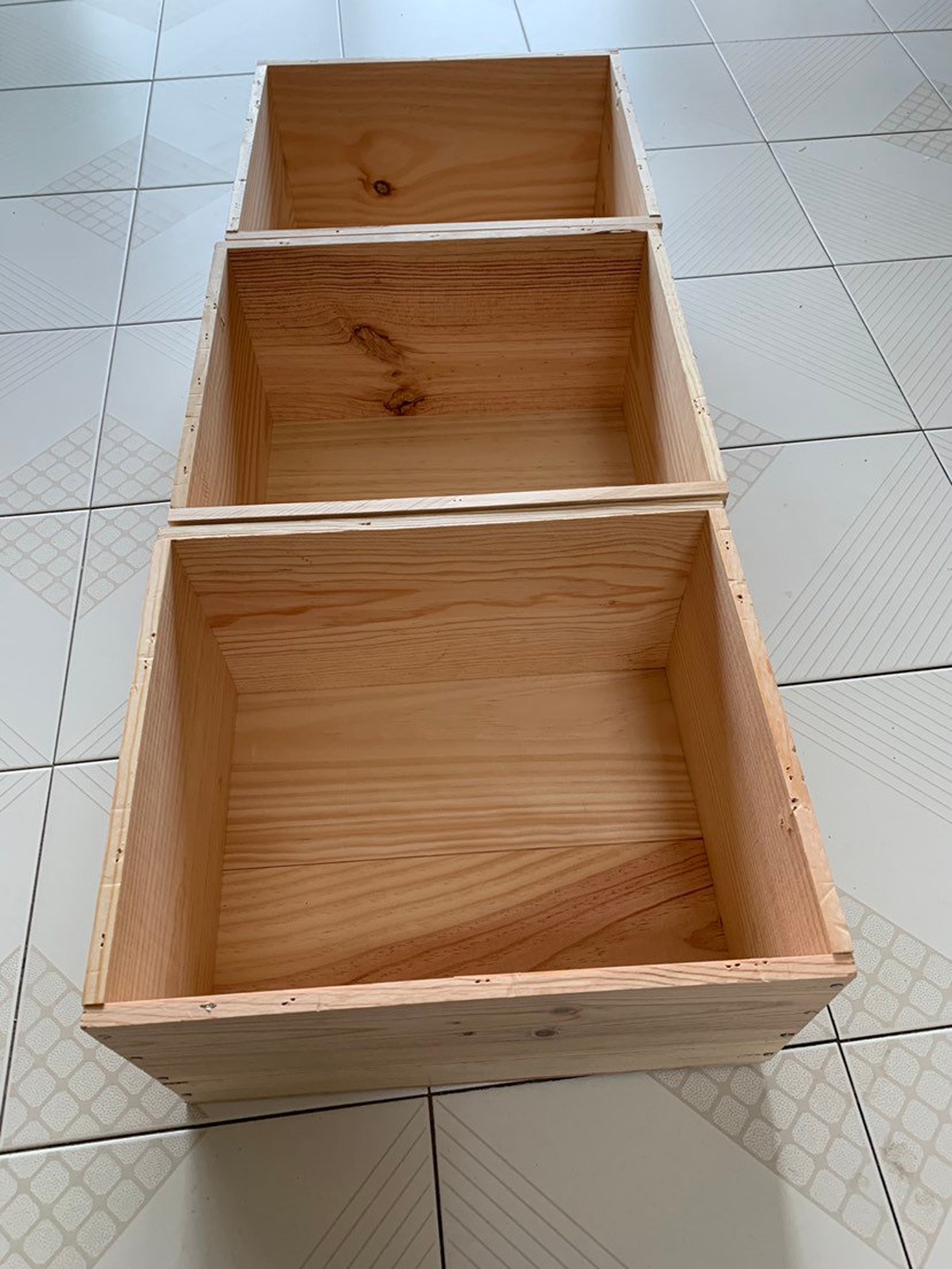 THREE Plain Wooden Boxes no Handles sizes Vary See | Etsy