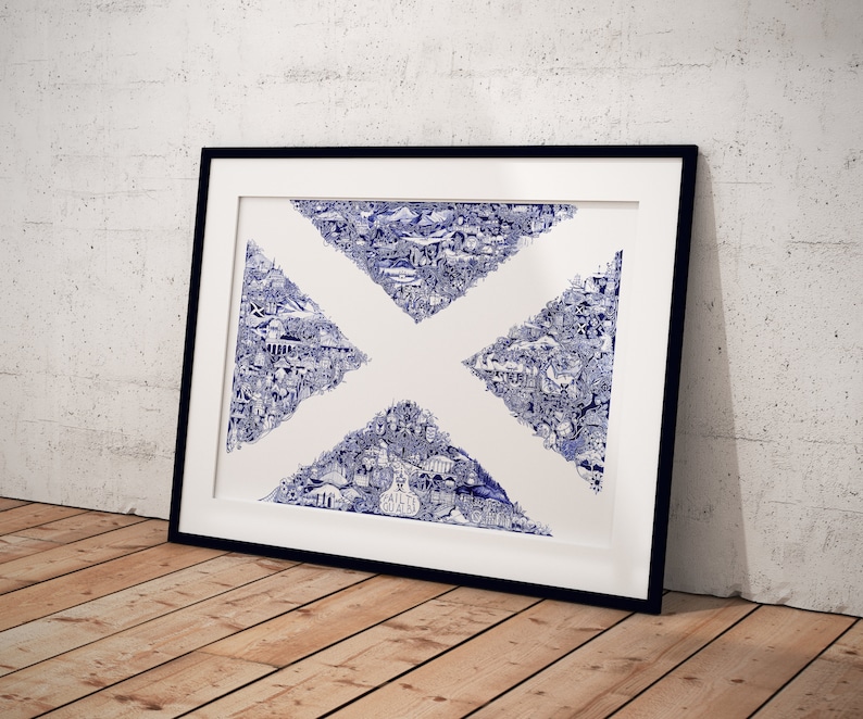Beautiful Hand Drawn Illustration of the Scottish Saltire | Etsy