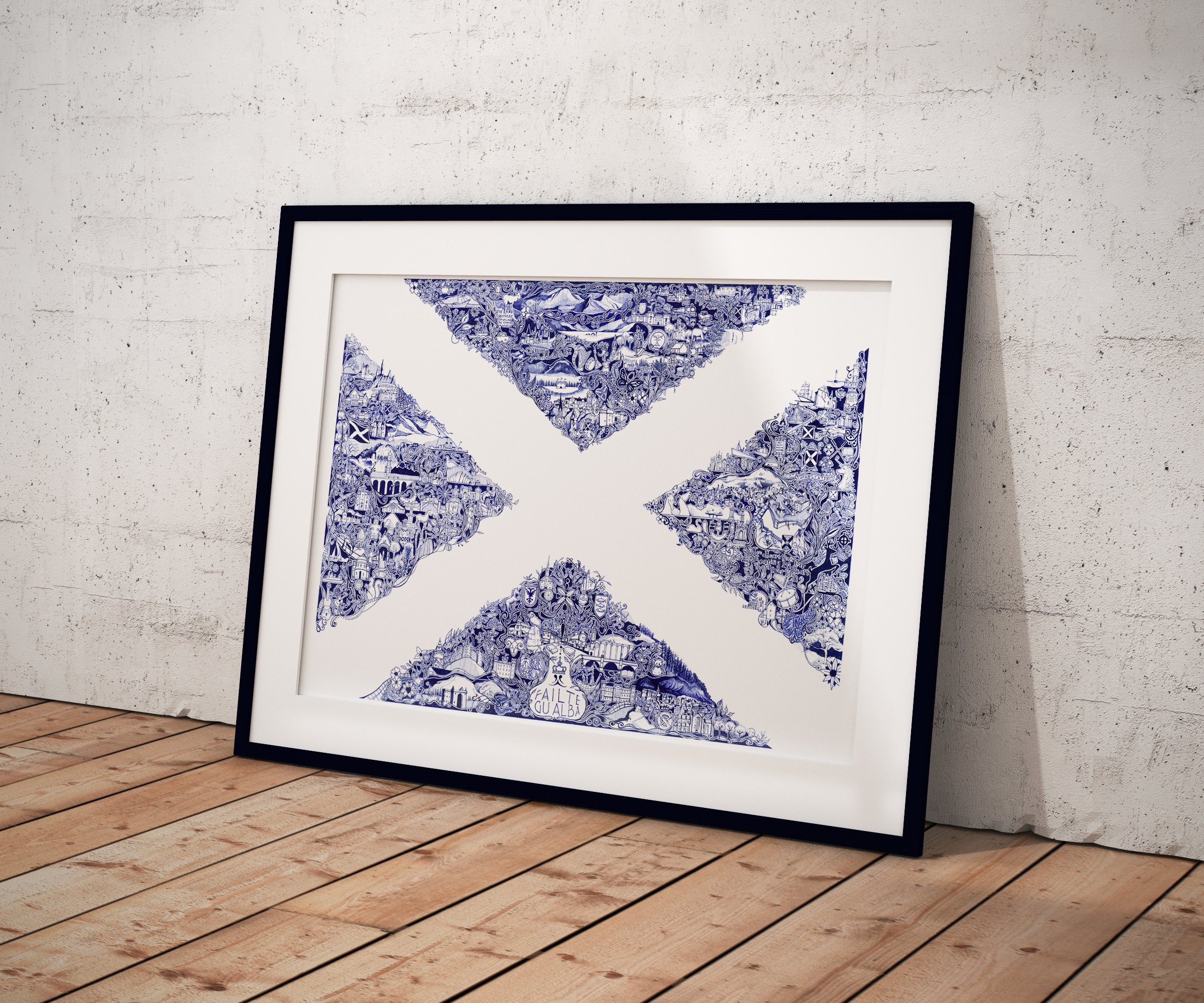 Hand-drawn Scottish Saltire Print: Intricate Scotland Illustration ...