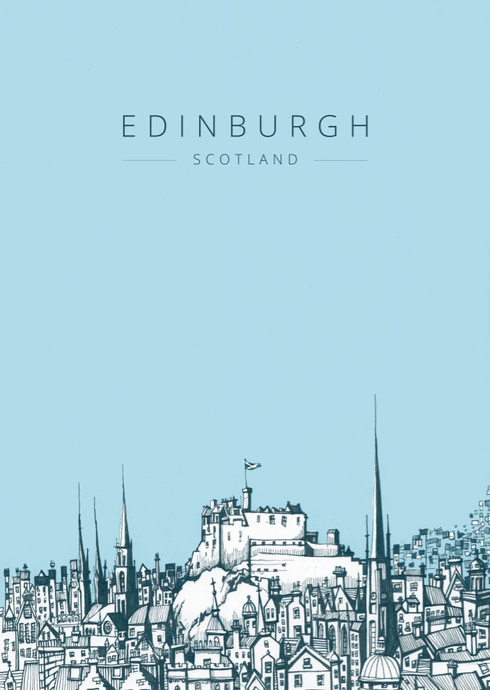 Edinburgh Print Edinburgh Castle Edinburgh Skyline - Etsy