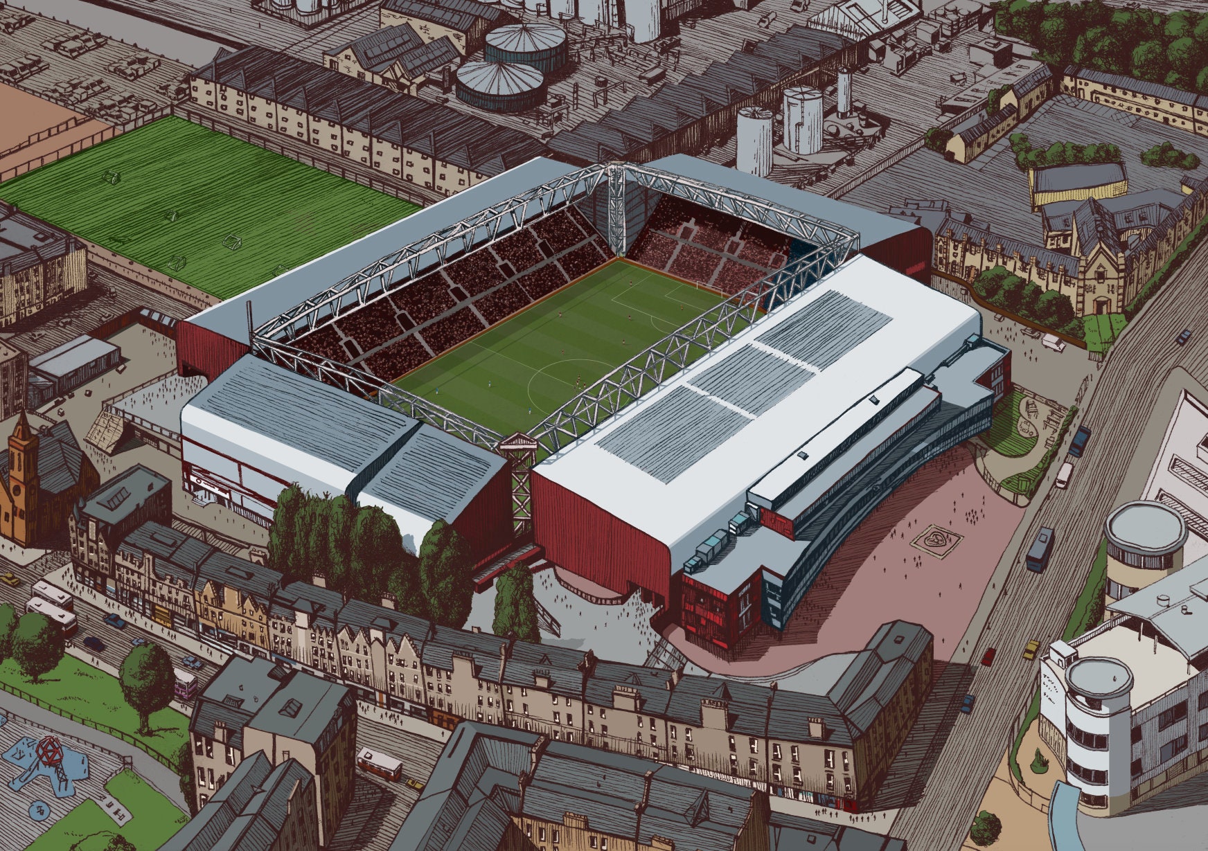 Heart of Midlothian FC, Hearts, Stadium Art, Tynecastle Park Print ...