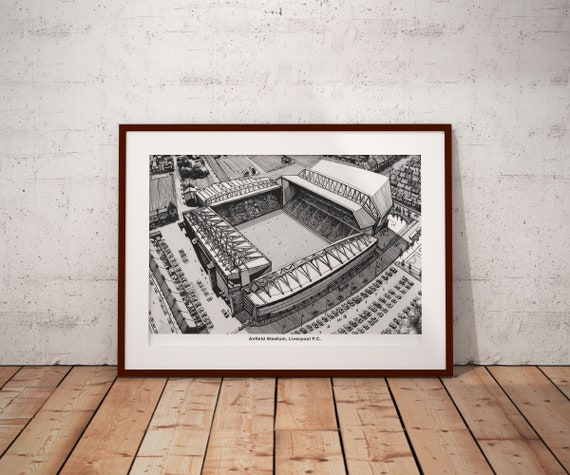 stadium Watercolour Illustration Drawing soccer, Liverpool FC Anfield ...