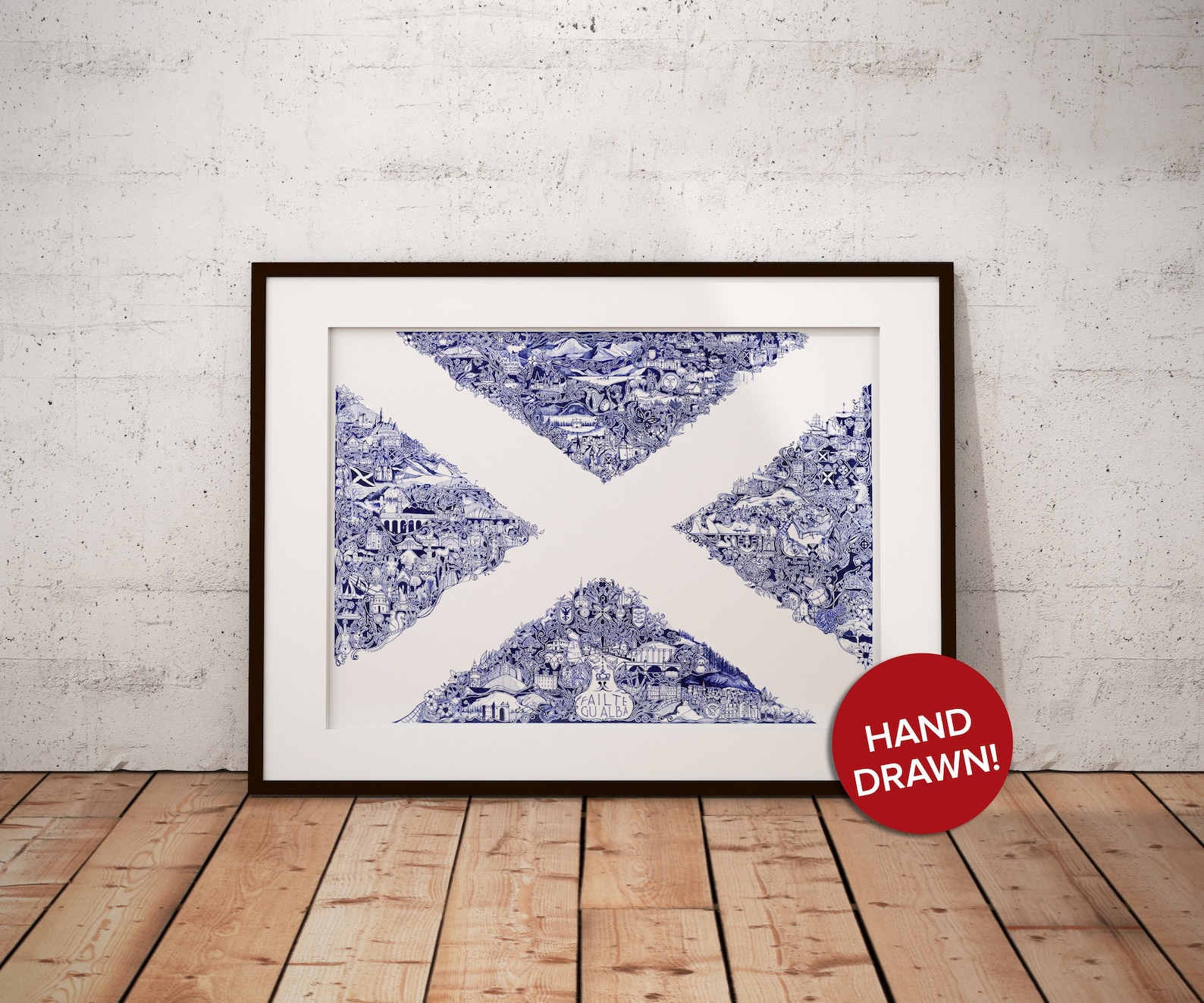 Hand-drawn Scottish Saltire Print: Intricate Scotland Illustration - Etsy