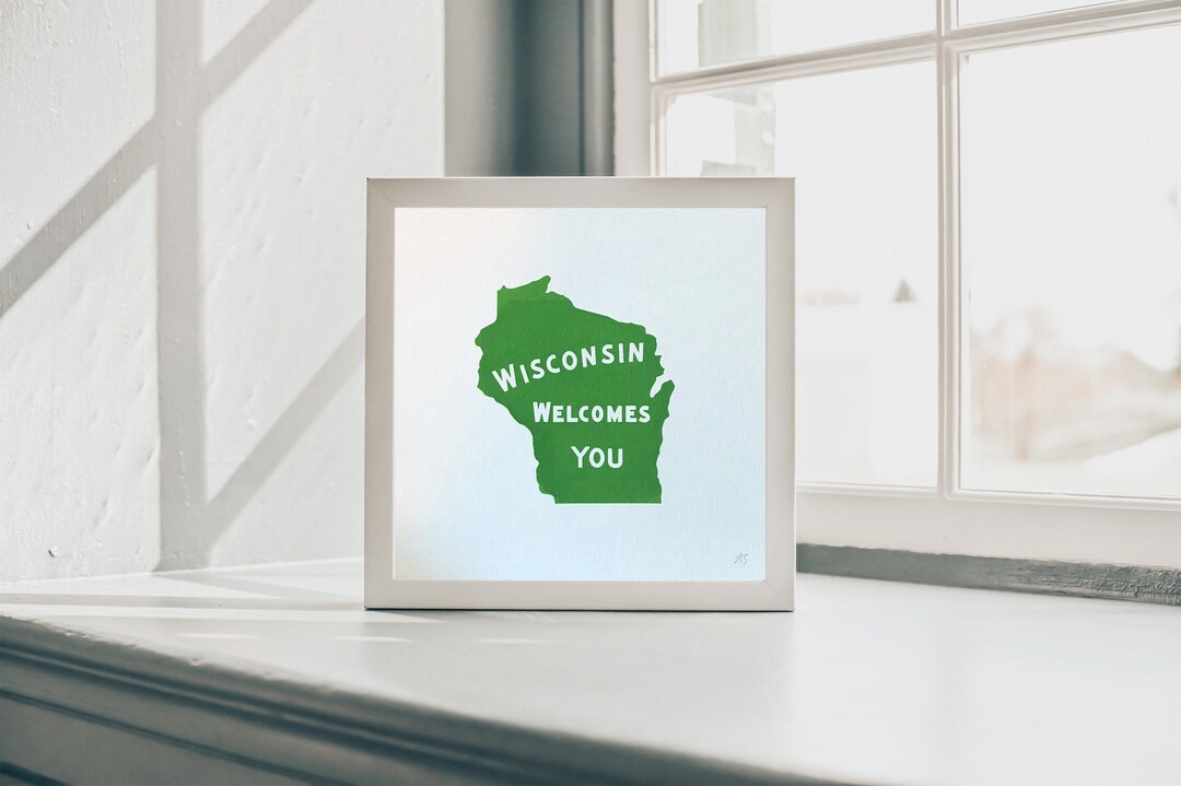 Wisconsin Sign Screen Print | Silk Screen | 5x5 Screen Print | Hand ...