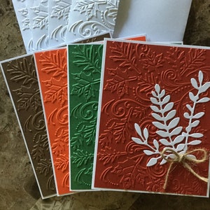 Set of 4 Elegant Leaves Cards, Note Cards, Handmade All Occasion ...