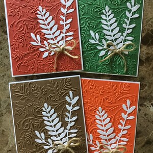 Set of 4 Elegant Leaves Cards, Note Cards, Handmade All Occasion ...
