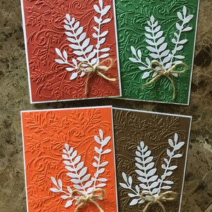 Set of 4 Embossed Leaves Note Cards, Handmade Fall Greeting Cards - Etsy