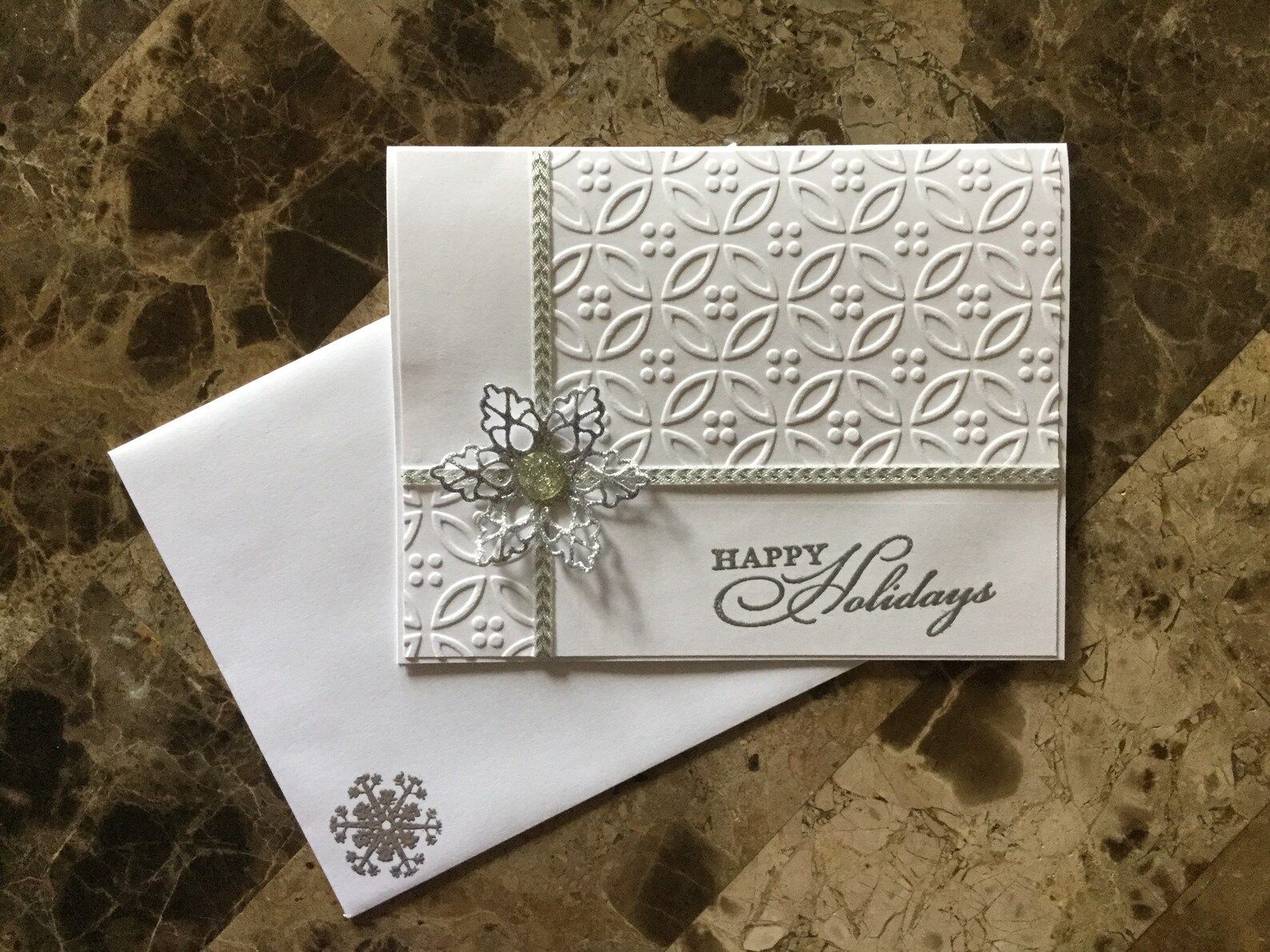 Elegant 3D Glitter Silver Christmas Card, Double Embossed, Unique ...