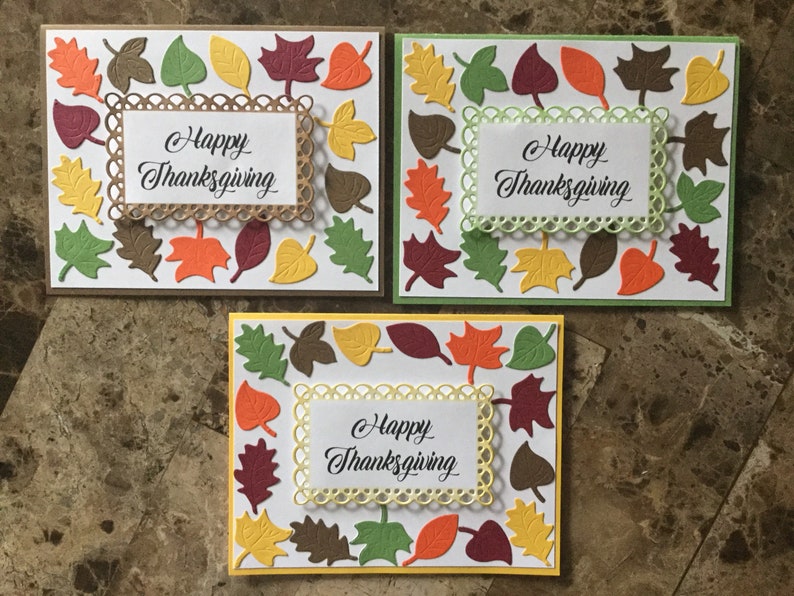 Set of 5 Thanksgiving Cards, Elegant Handmade 3D, Autumn, Fall, Leaves ...