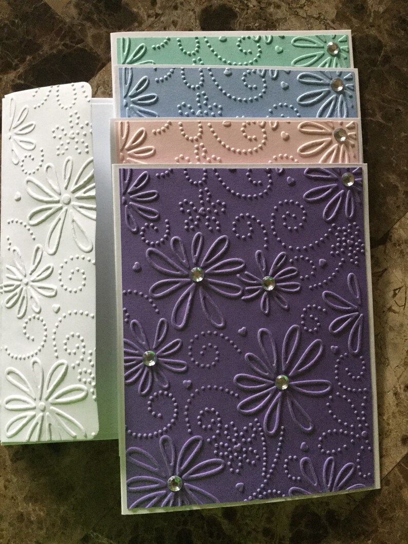 Set of 4 All Occasion Cards Note Cards Handmade Pastel - Etsy