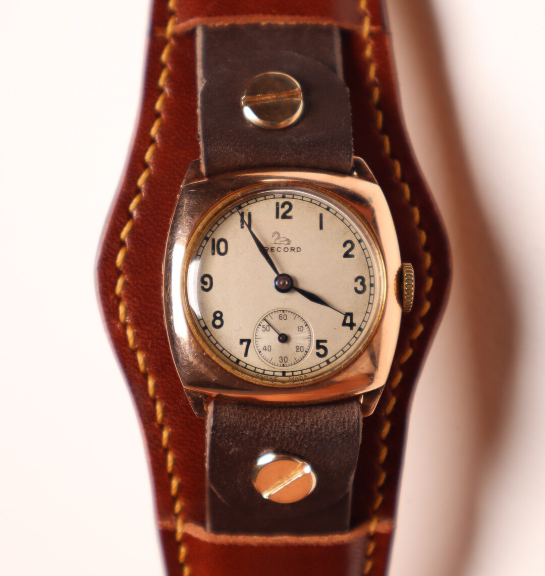 Vintage Rare Swiss Record Solid 9CT Gold Wrist Watch From the 1920s ...