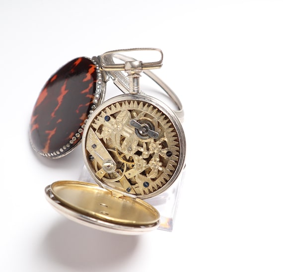 Rare Antique Tortoise shell and Silver Pocket Watch -… - Gem
