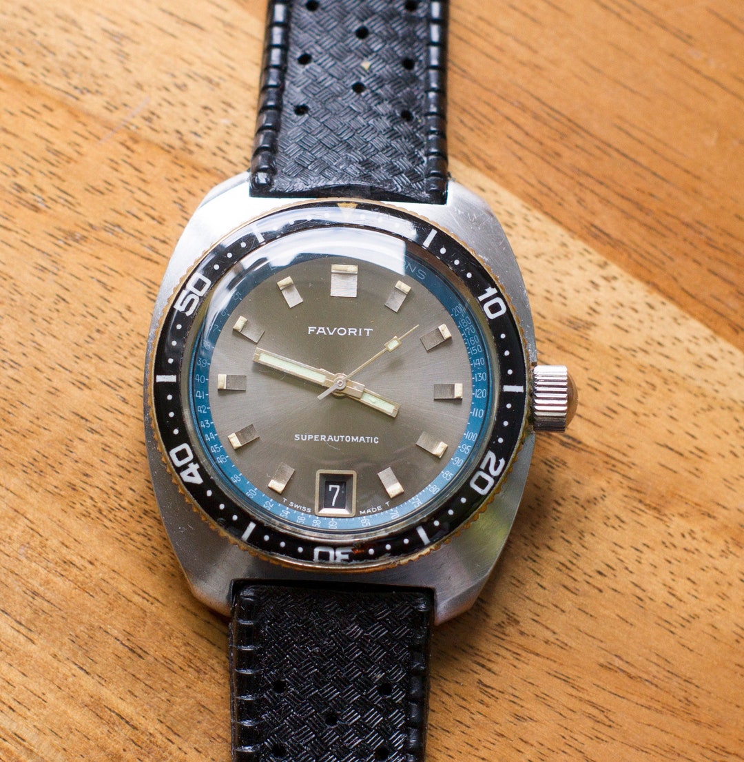 Swiss Vintage Diver Watch Vintage 1970 Favorite Super Automatic Diver ...