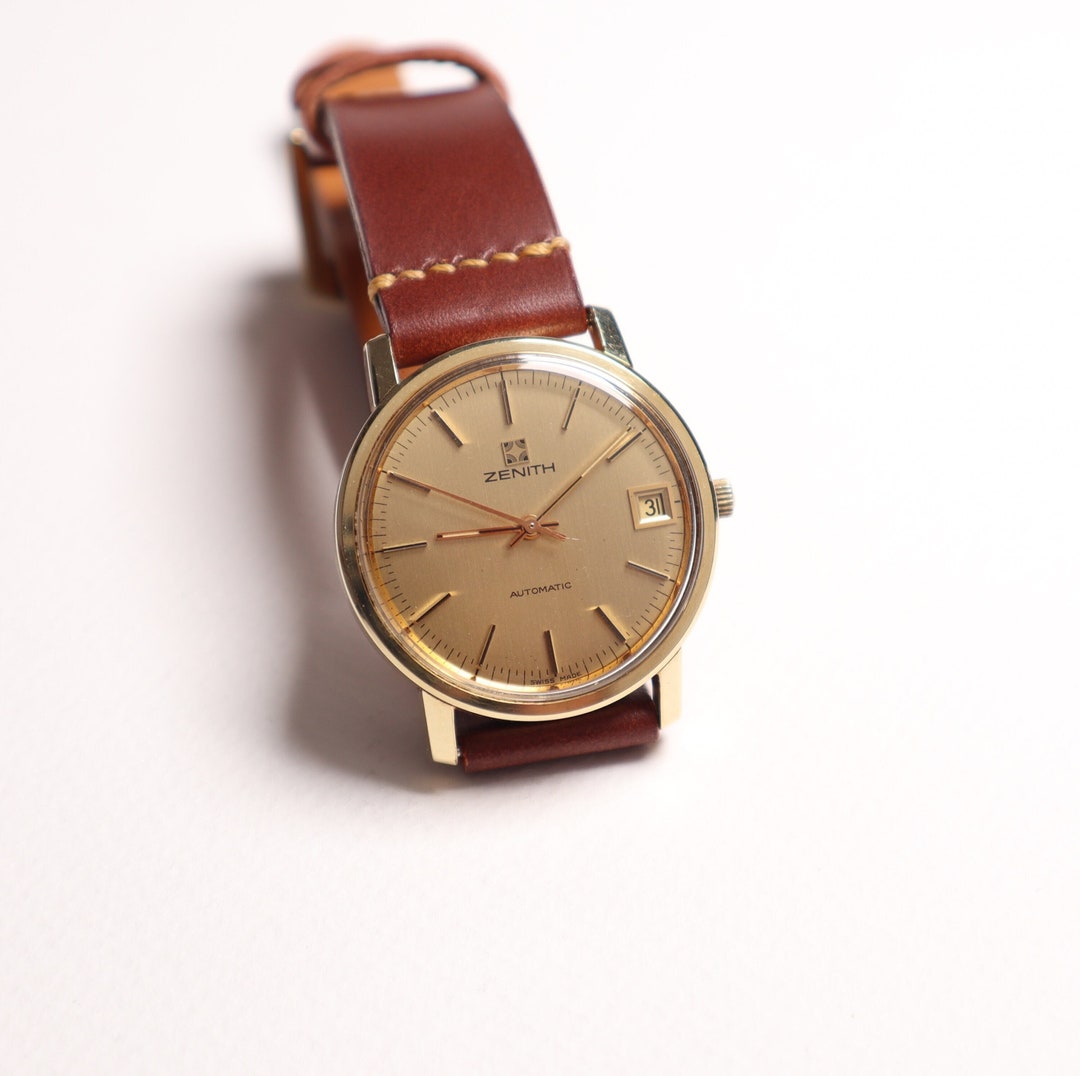 Vintage Zenith Surf Automatic Watch: 14K Gold Cap, Swiss Made - Etsy