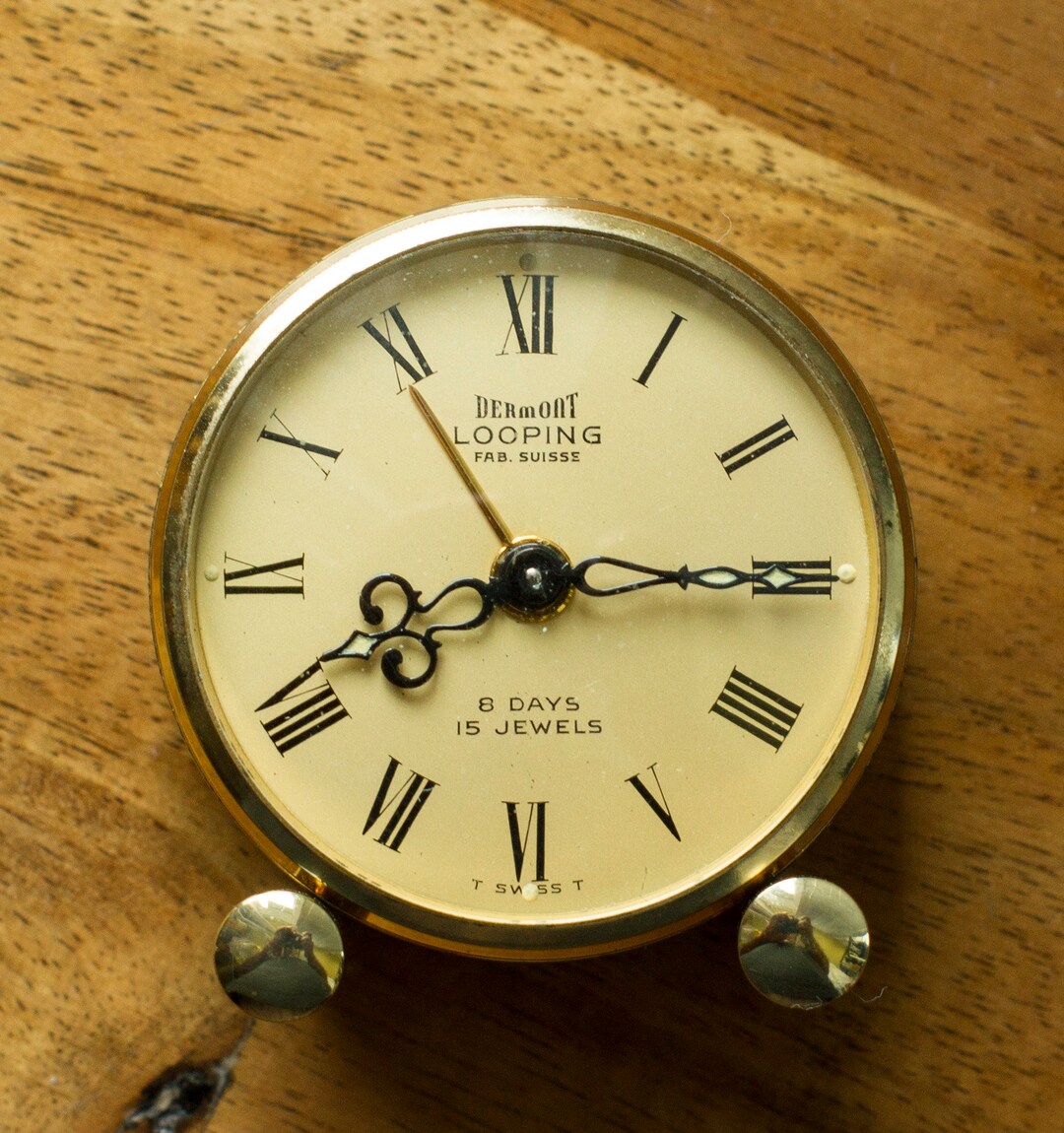 Miniature Vintage Originally Hand Painted Looping Swiss Desk Alarm ...