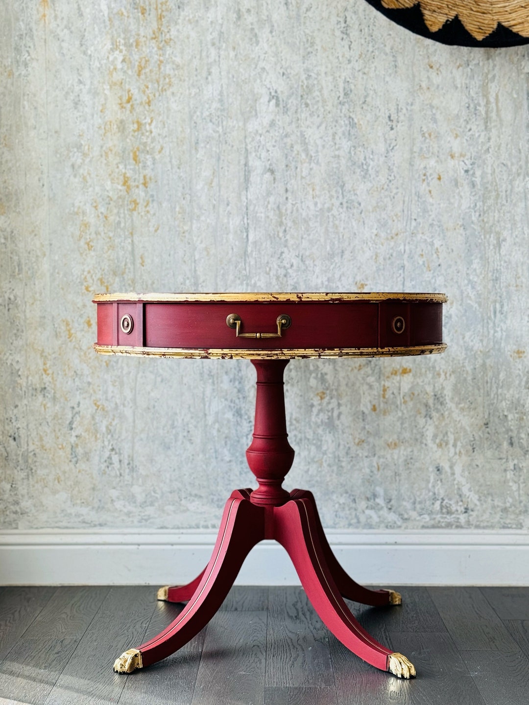 Vintage Table. Red Table. Foyer Table. Antique Table. Painted Table ...