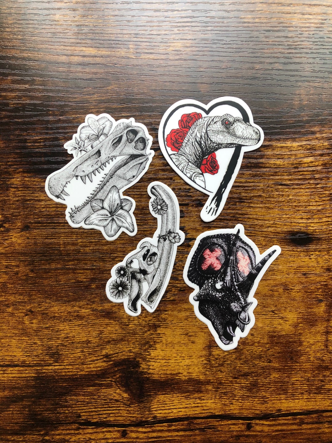 DINOSAUR STICKER PACK Set of 4 Vinyl Stickers by Mwinkworks - Etsy