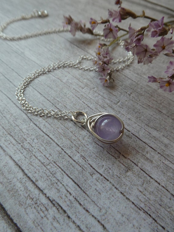 Amethyst necklace sterling silver amethyst pendant light amethyst pendant birthstone jewelry amethyst jewellery lilac gemstone necklace Etsy