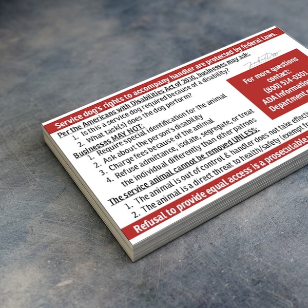 Ada Law Card Service Dog - Etsy