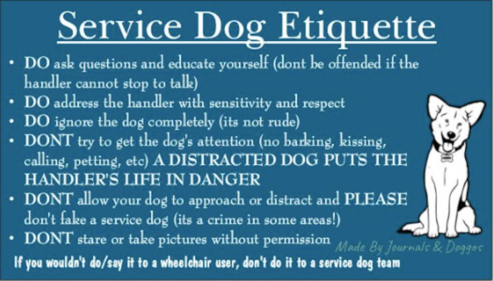 Service Dog Etiquette Information Card Handout | Etsy