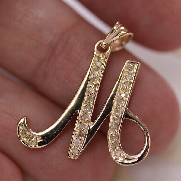 Gold Letter M Pendant - Etsy