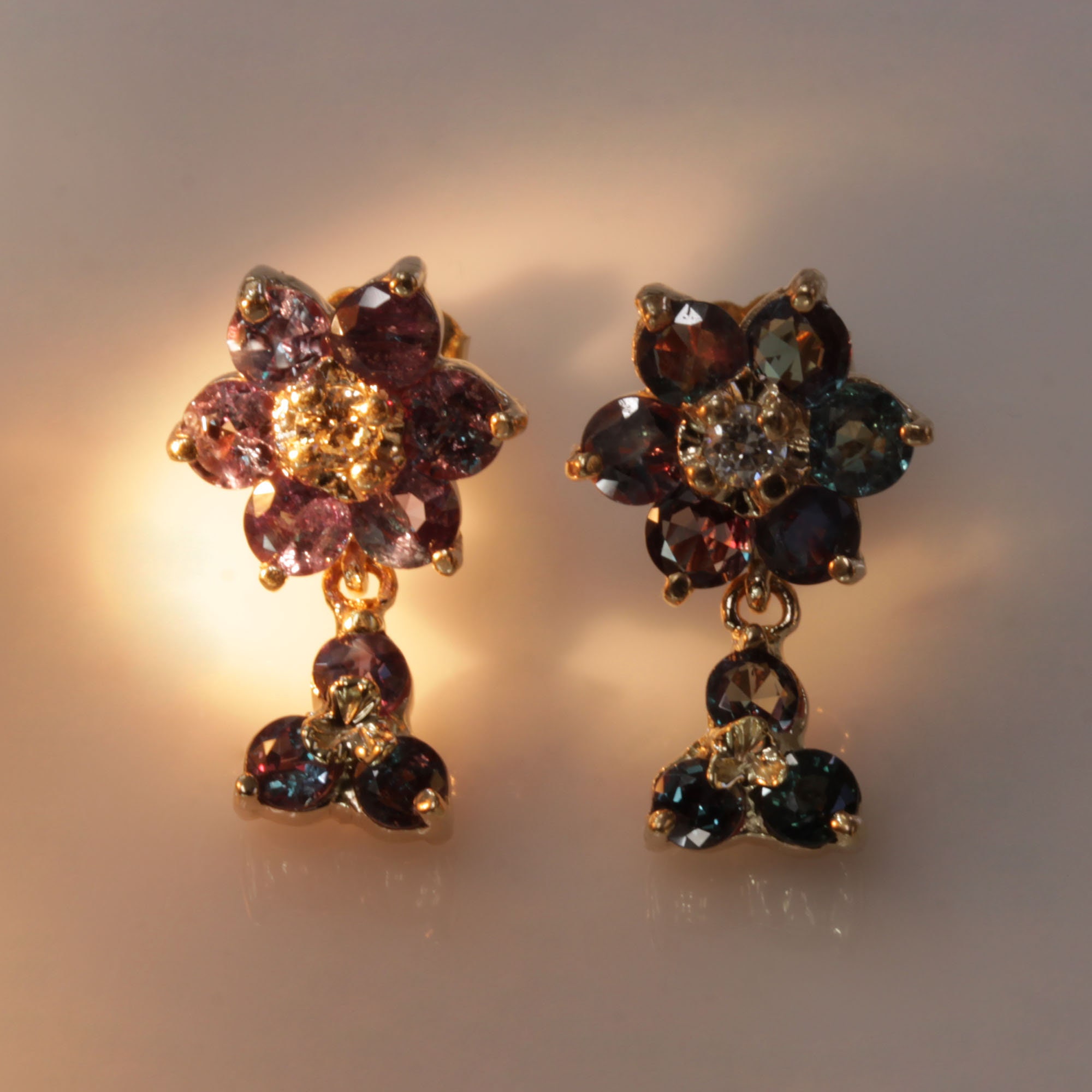 2.65 Ctw Natural Color Change Alexandrite & Diamond Flower - Etsy