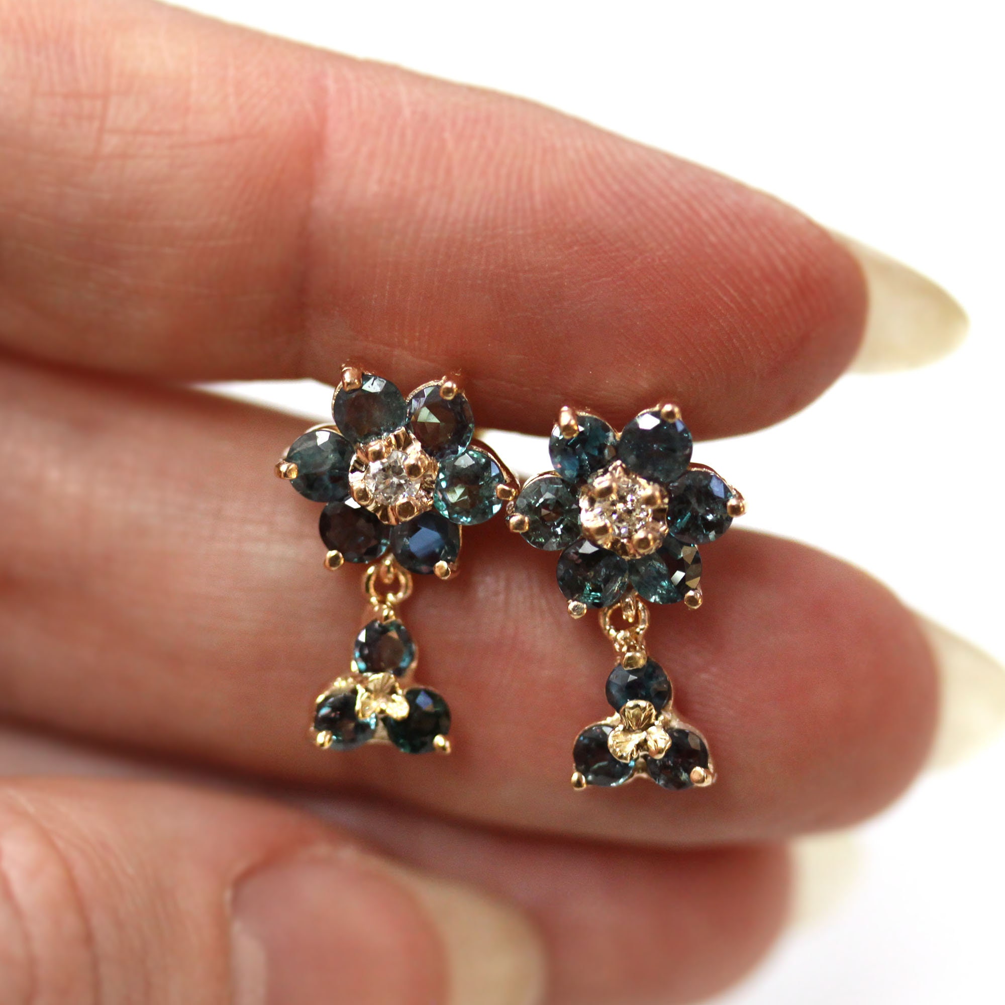 2.65 Ctw Natural Color Change Alexandrite & Diamond Flower - Etsy