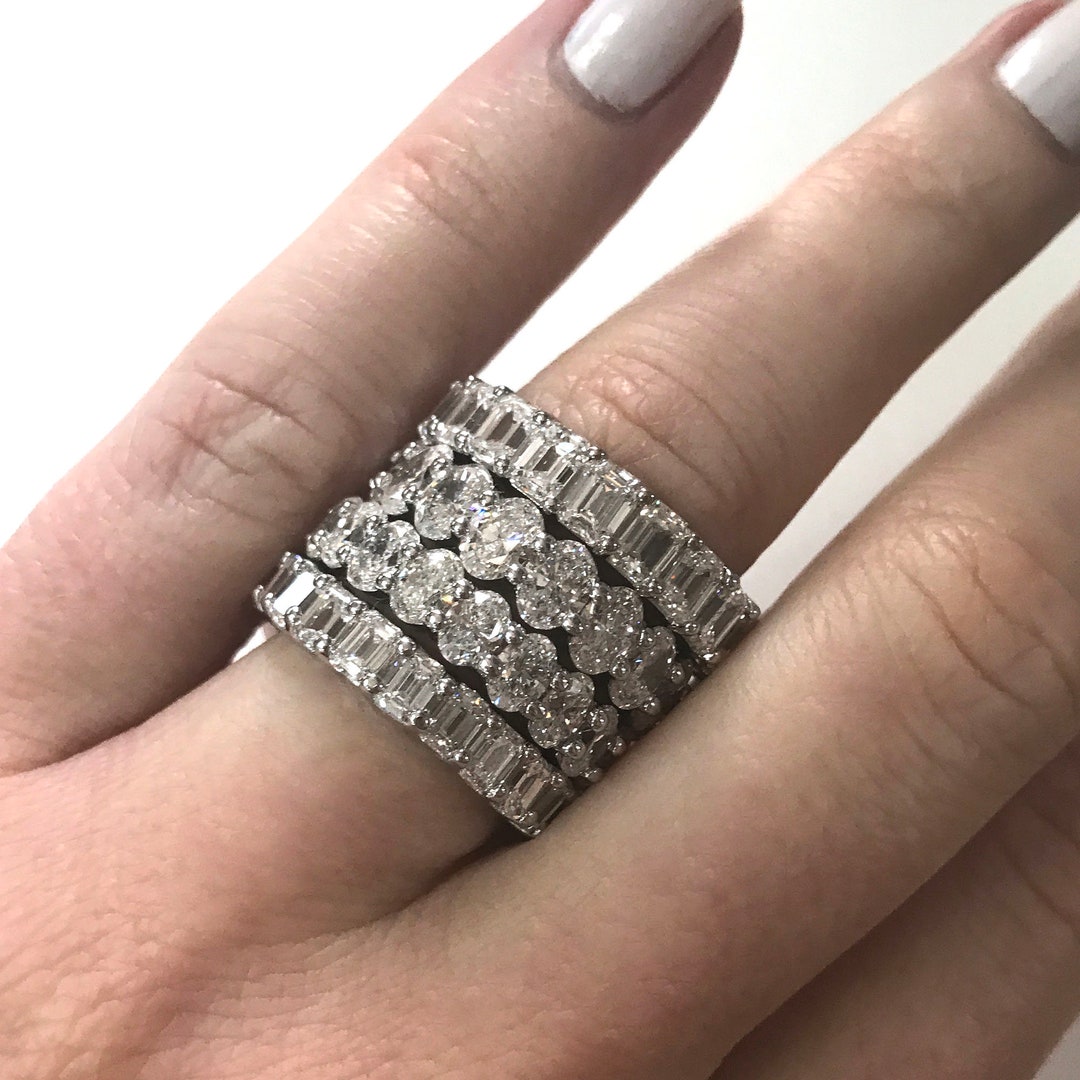 Emerald cut wedding band store