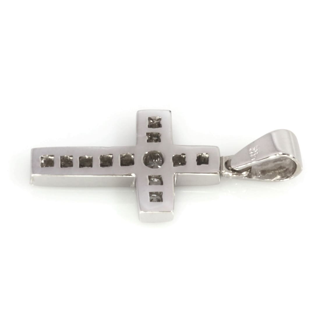 0.35 Ctw Natural Diamond Cross Pendant / Channel Set Pendant 27 MM ...