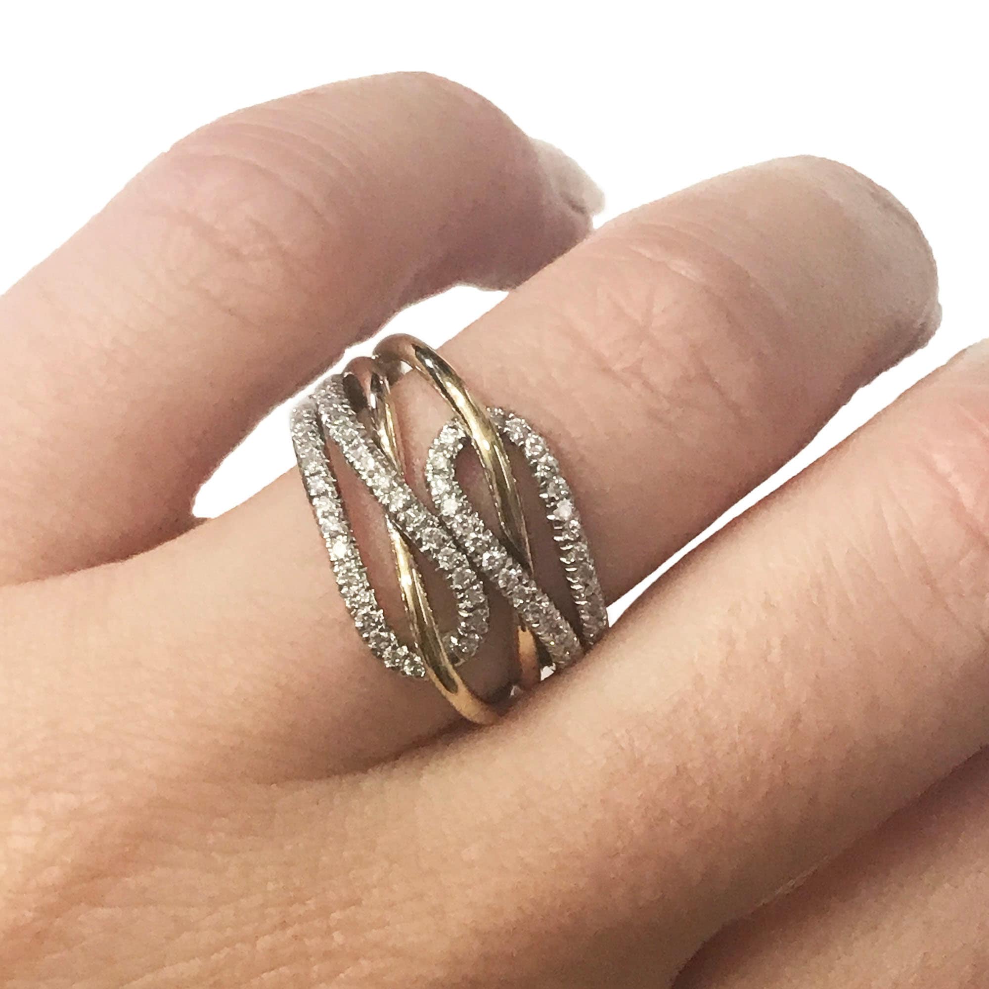 0.4 ctw Natural Diamond Twisted Cocktail Ring / Solid 14k 18k | Etsy