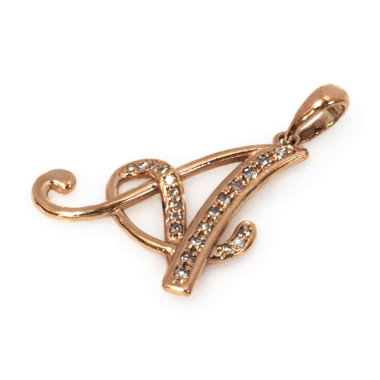 Solid 14k Gold Letter A Pendant / Initial Pendant / 0.1 Ctw | Etsy