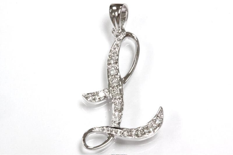 Solid 14k Gold Letter L Pendant / Initial Pendant / 0.1 ctw | Etsy