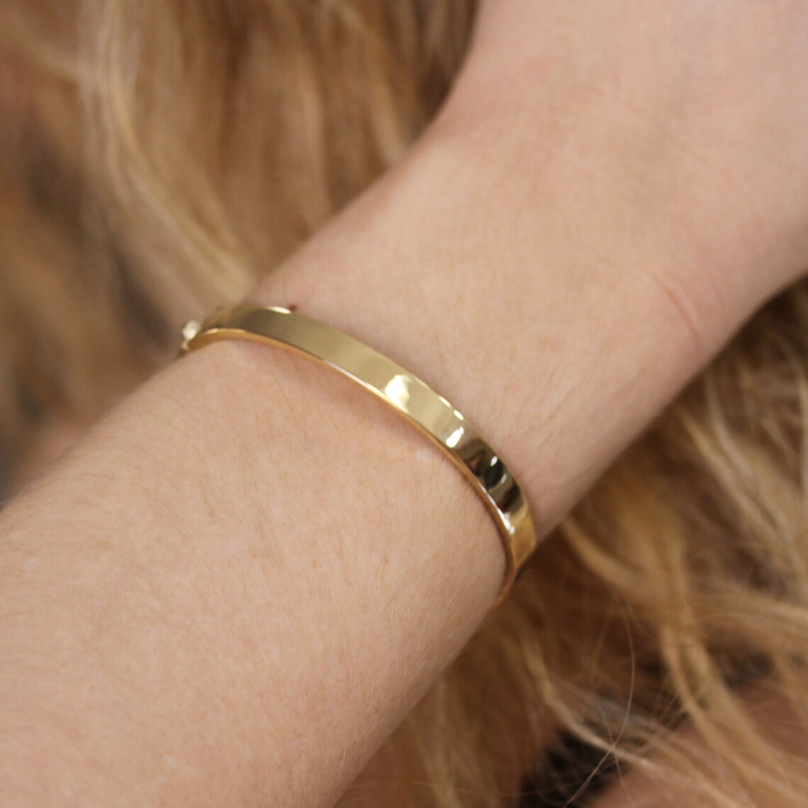 Flat Plain Gold Bracelet / Wide 6 MM Thick Sturdy Bangle / - Etsy Australia