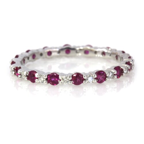 Ruby Eternity Band Bezel Set Band 14K Solid Gold Full - Etsy