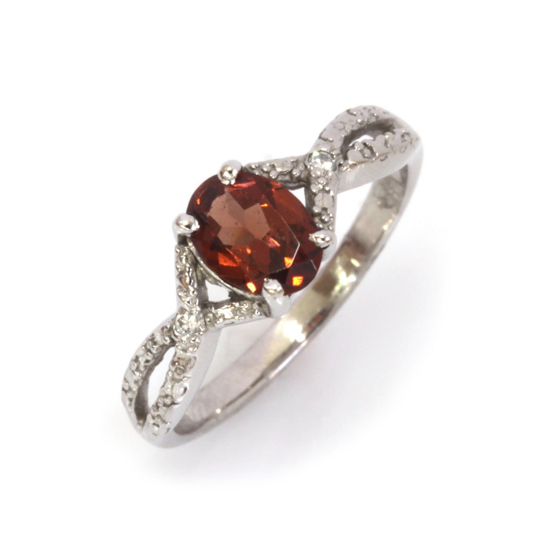 1 Ctw Natural Red Garnet Ring / Infinity Solitaire Ring / Solid 14k 18k ...
