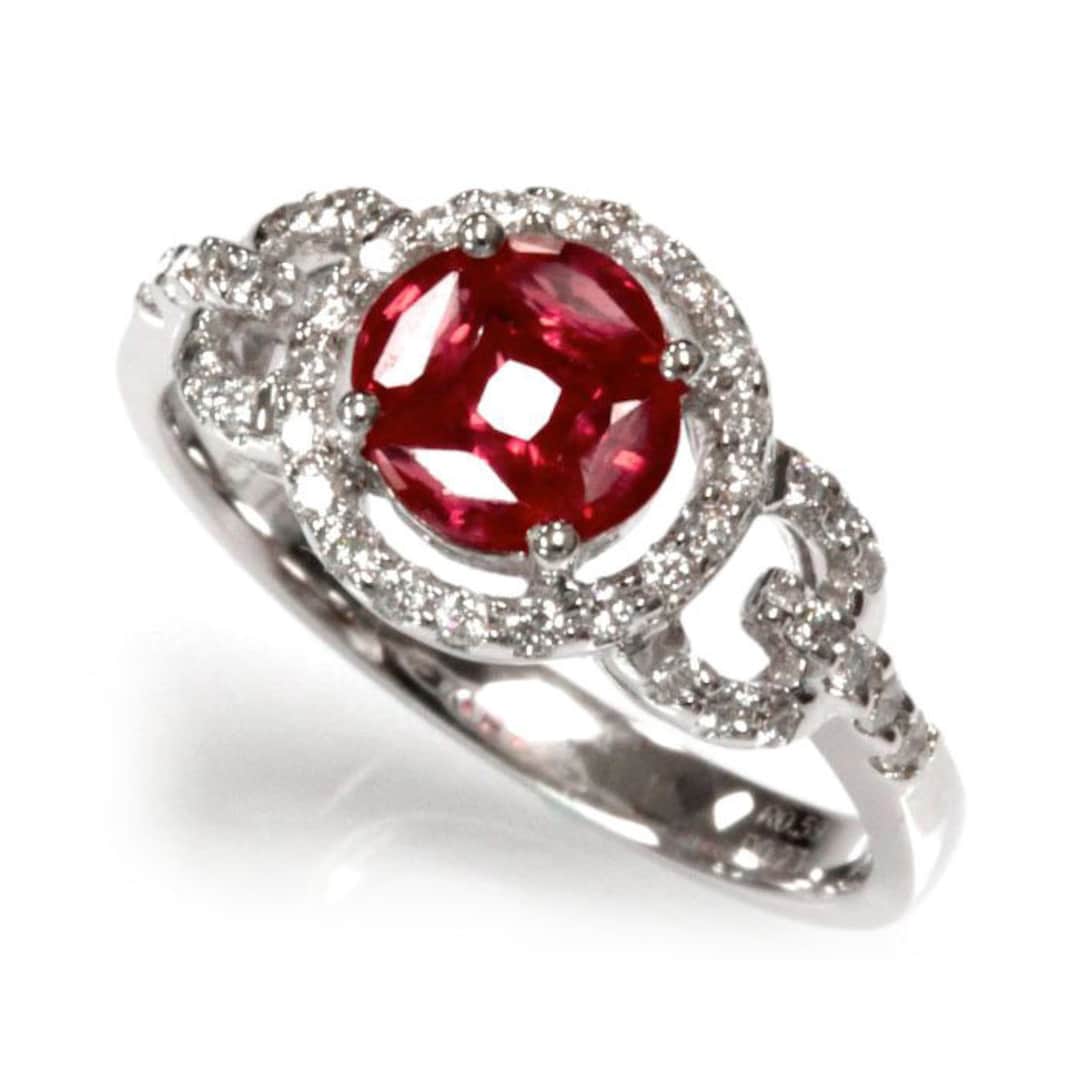 0.85 Ct Tw Natural Red Ruby & Diamond Solid Gold Engagement - Etsy