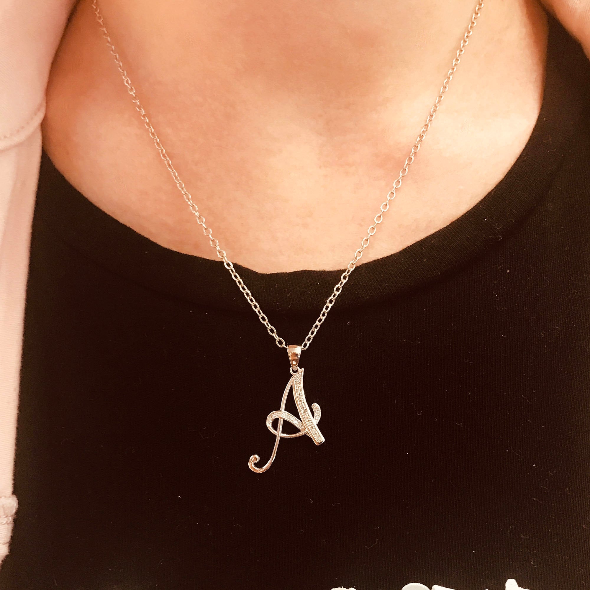 Solid 14k Gold Letter A Pendant / Initial Pendant / 0.2 Ctw - Etsy