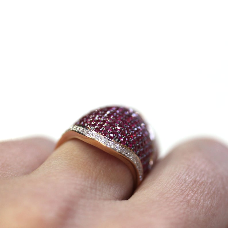 2 Ctw Natural Red Ruby & Diamond Finger Wrap Ring / Wide - Etsy